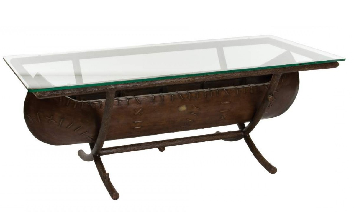 Canoe Coffee Table With Glass Top